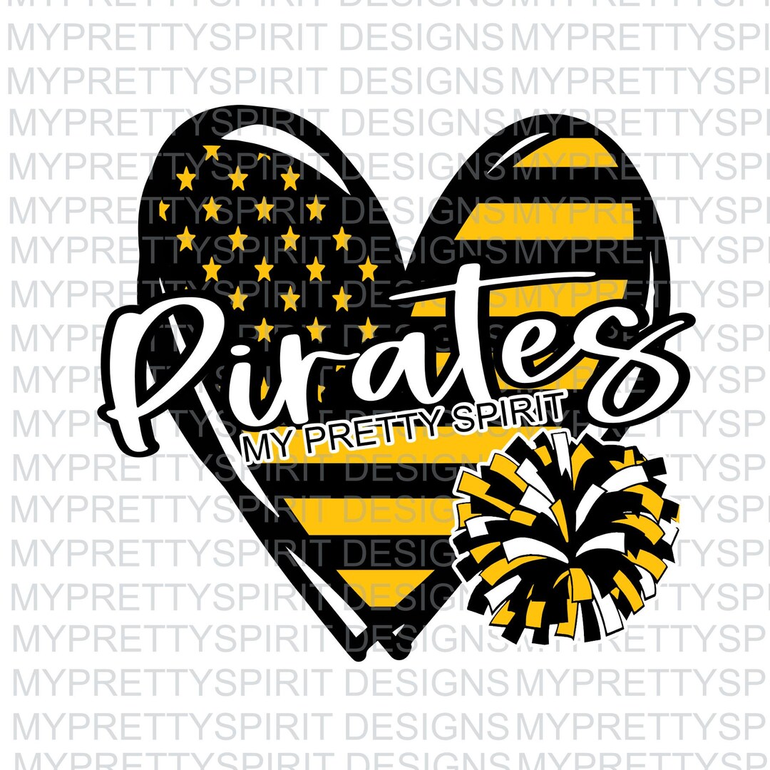 Pirates Flag Cheer Heart PNG - Etsy