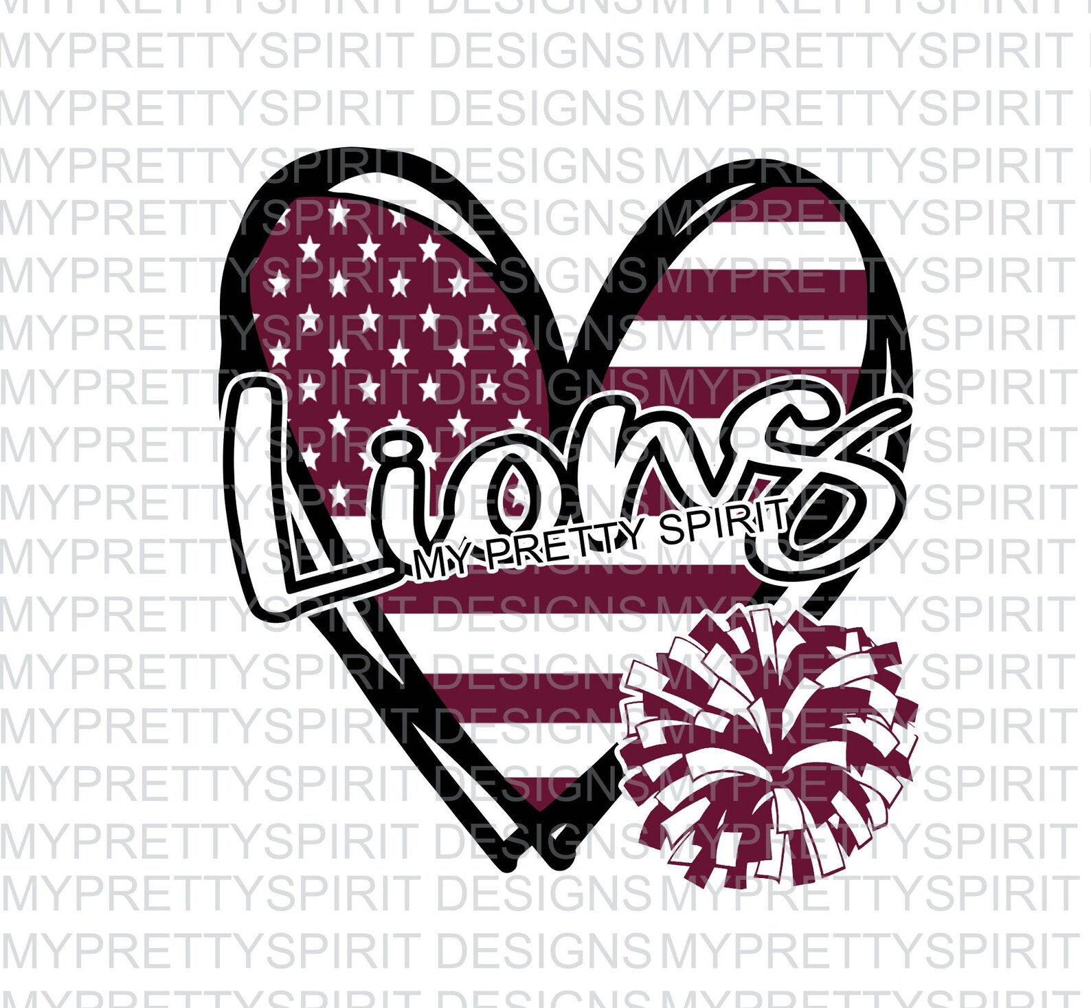Lions Flag Cheer Heart PNG - Etsy