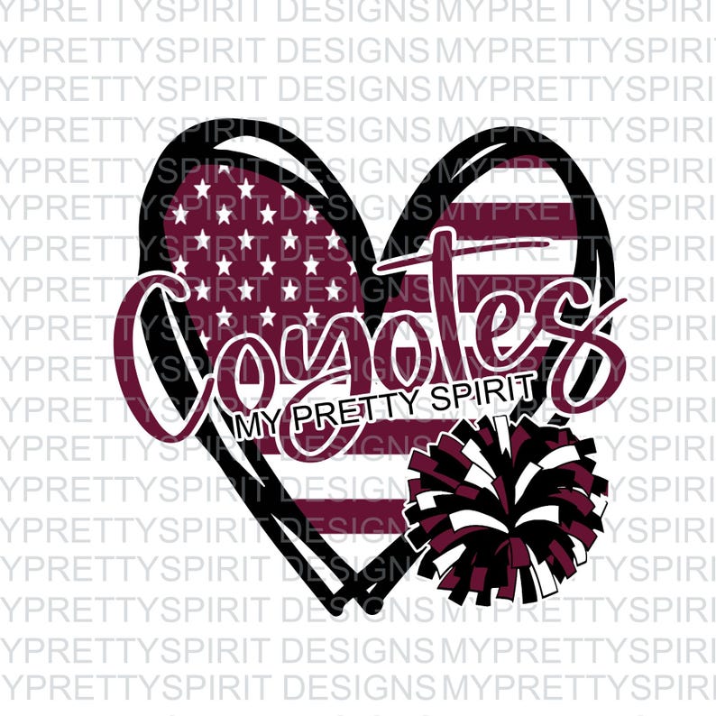 Uvalde Coyotes Cheer Flag Heart PNG - Etsy