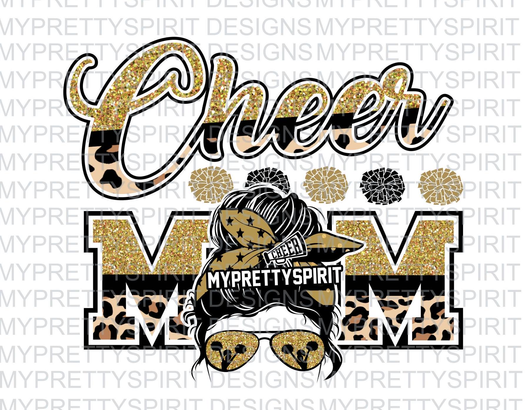 Black and Gold Cheer Mom PNG - Etsy