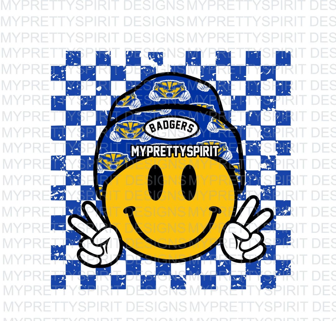 Bruni Badgers Smiley Checkered PNG - Etsy