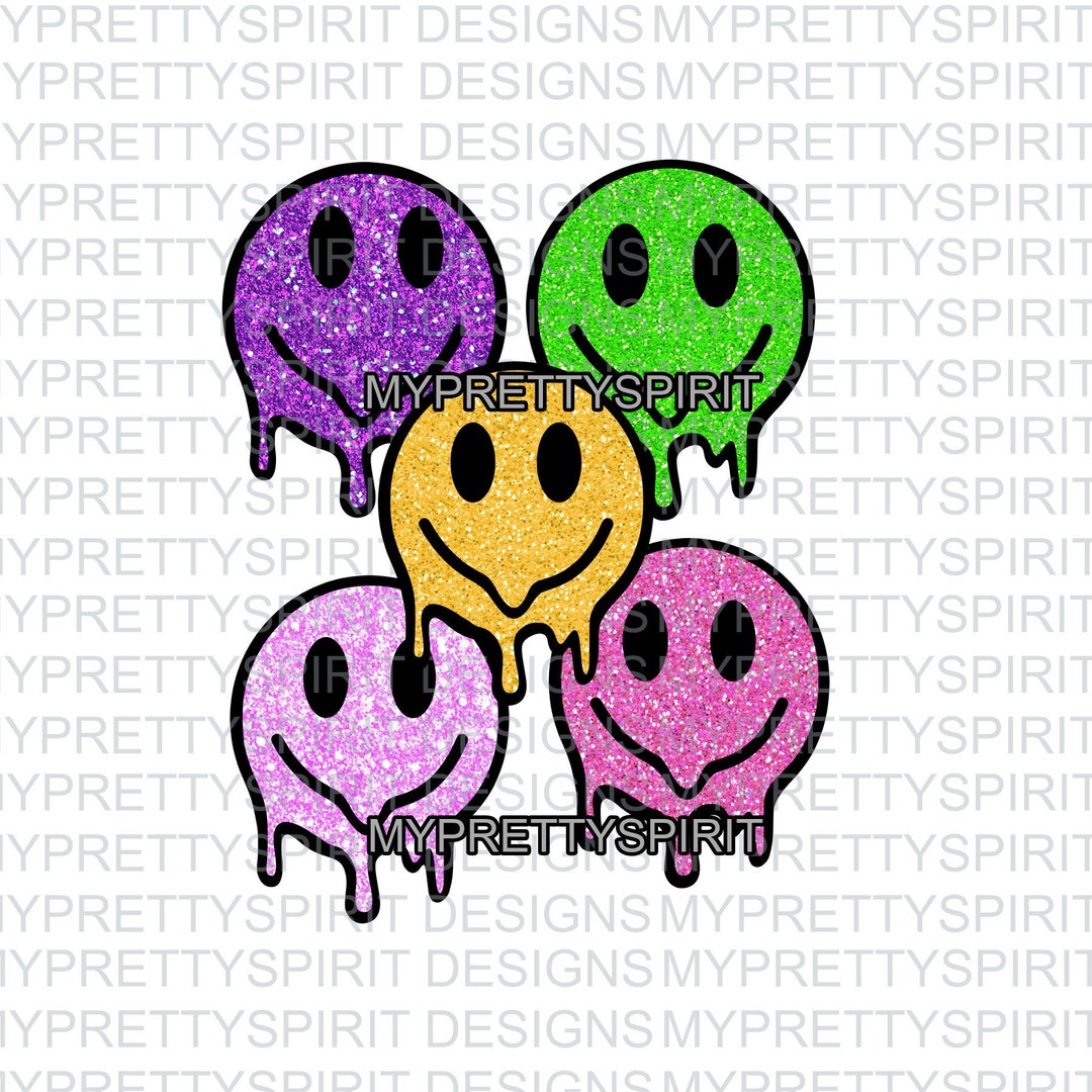 Smiley Drip Glitter Bundle 1 in PNG - Etsy