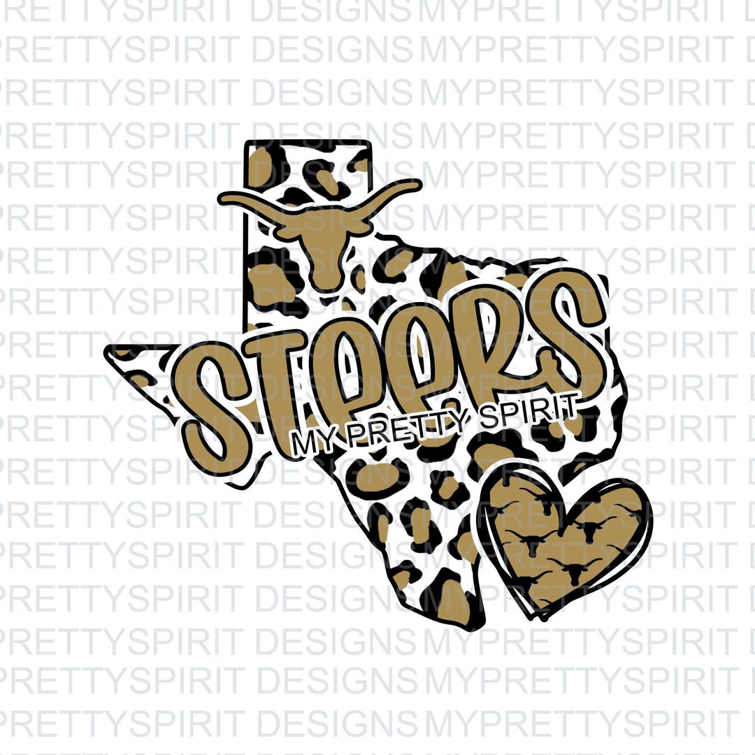 Steers Gold Cheetah Texas PNG - Etsy