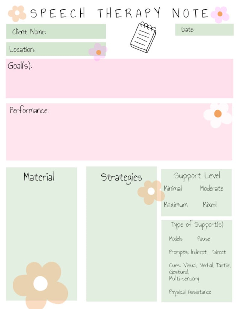 Speech Therapy Note - Etsy