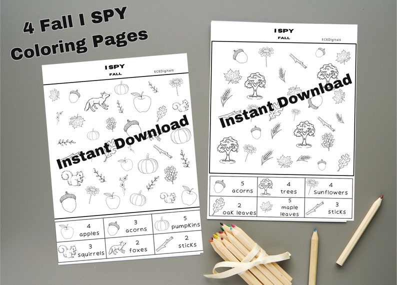 Fall I Spy Coloring Page for Kids Autumn Search and Find - Etsy