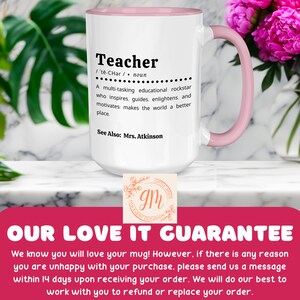 Personalized Teacher Definition Mug, Custom Teacher Coffee Cup With ...