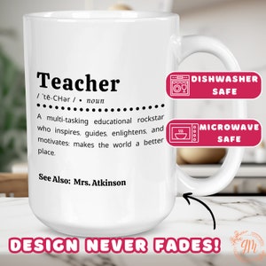 Personalized Teacher Definition Mug, Custom Teacher Coffee Cup With ...
