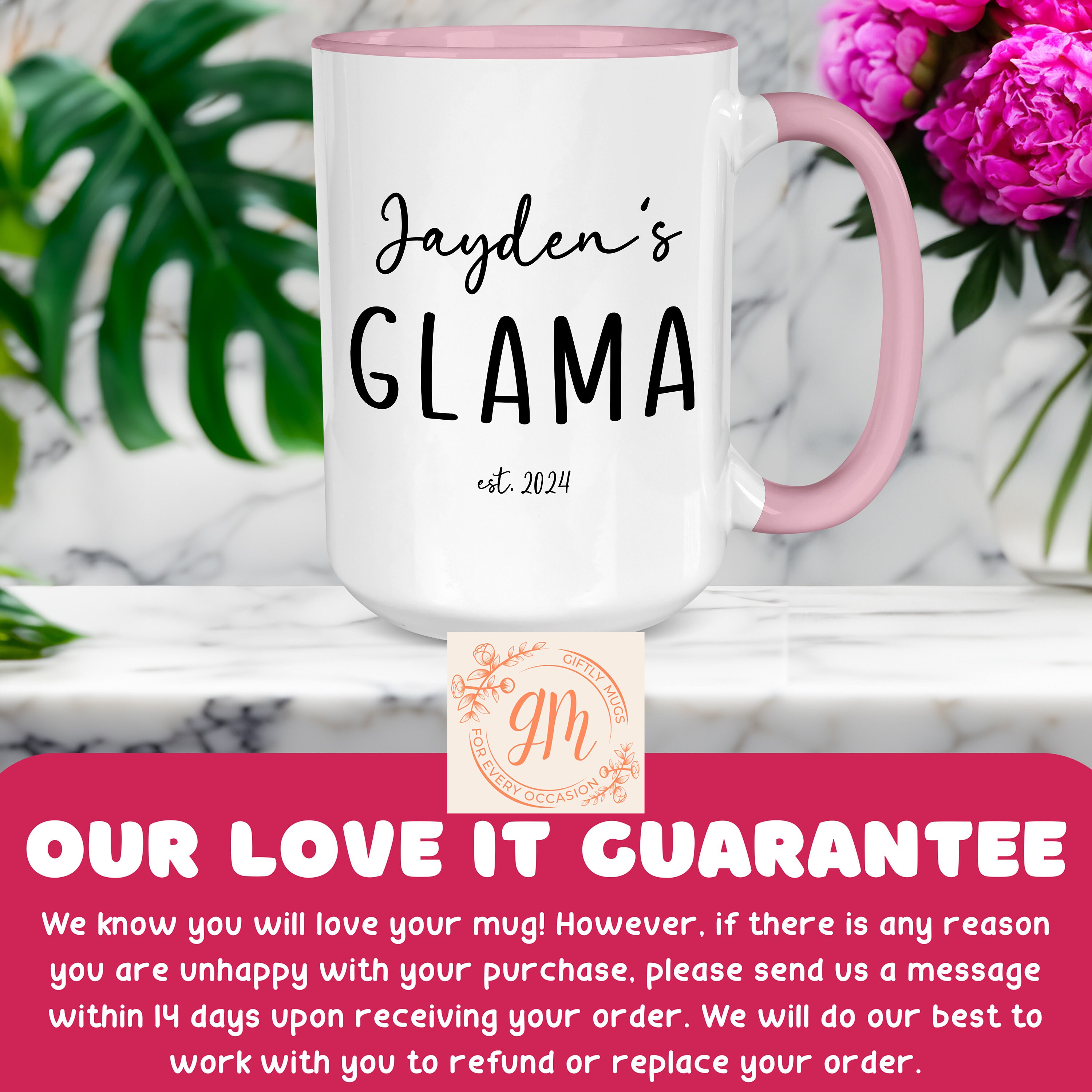 Personalized Glama Mug, Custom Glama Cup With Child Name Birth Est Date, New Grandma Gifts ...