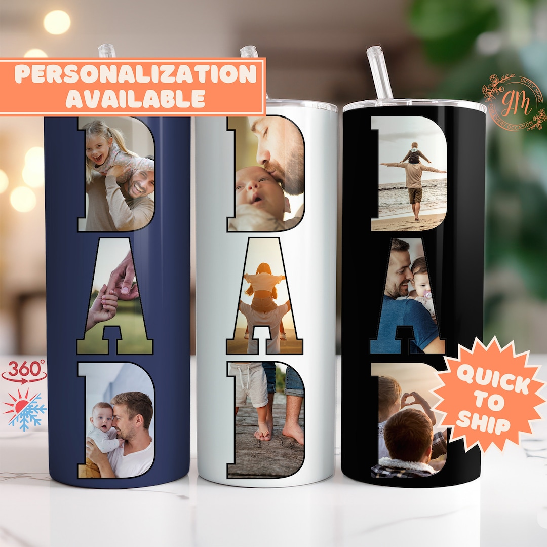 Personalized Dad Tumbler, Dad Photo Mug, Custom Photo Tumbler for Dad ...