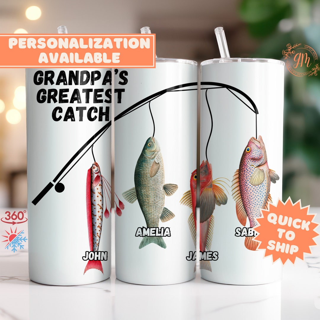 Custom Grandpa Tumbler, Fishing Grandpa Mug for Father's Day Gift From ...