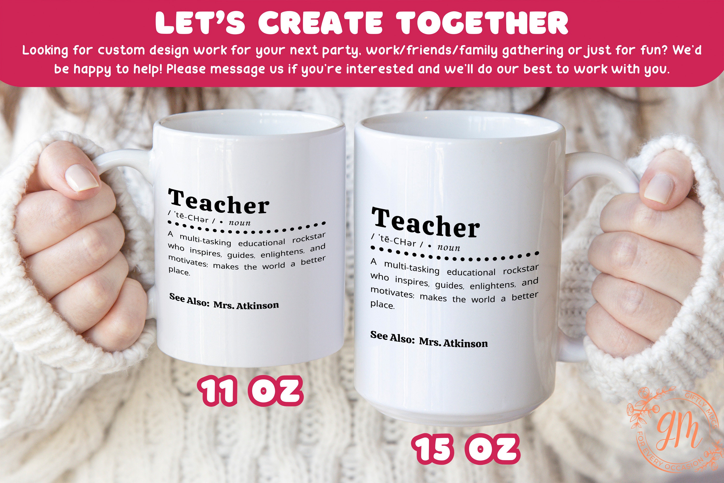 Personalized Teacher Definition Mug, Custom Teacher Coffee Cup With ...