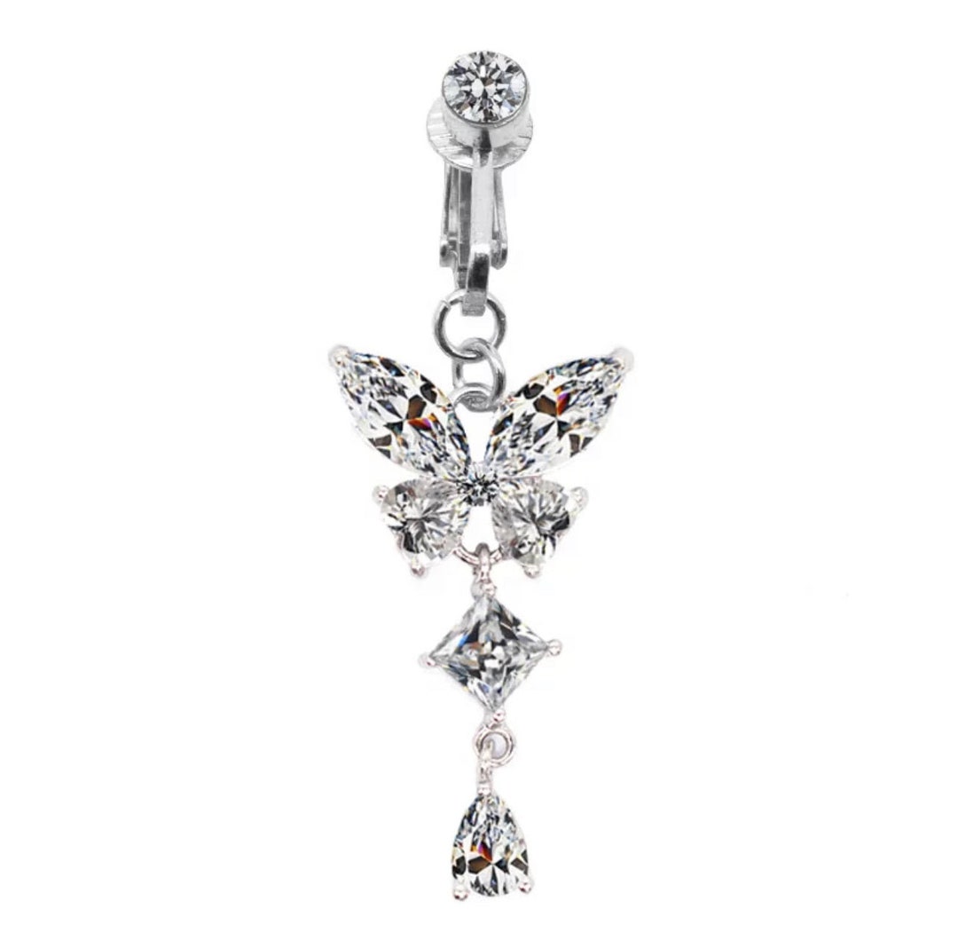 Butterfly Fake Clip on Belly Ring - Etsy