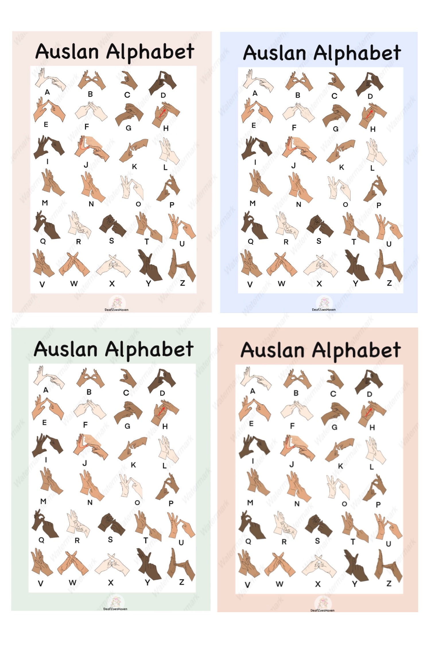 Auslan australian Sign Language Alphabet Printable Posters A4 Printable ...