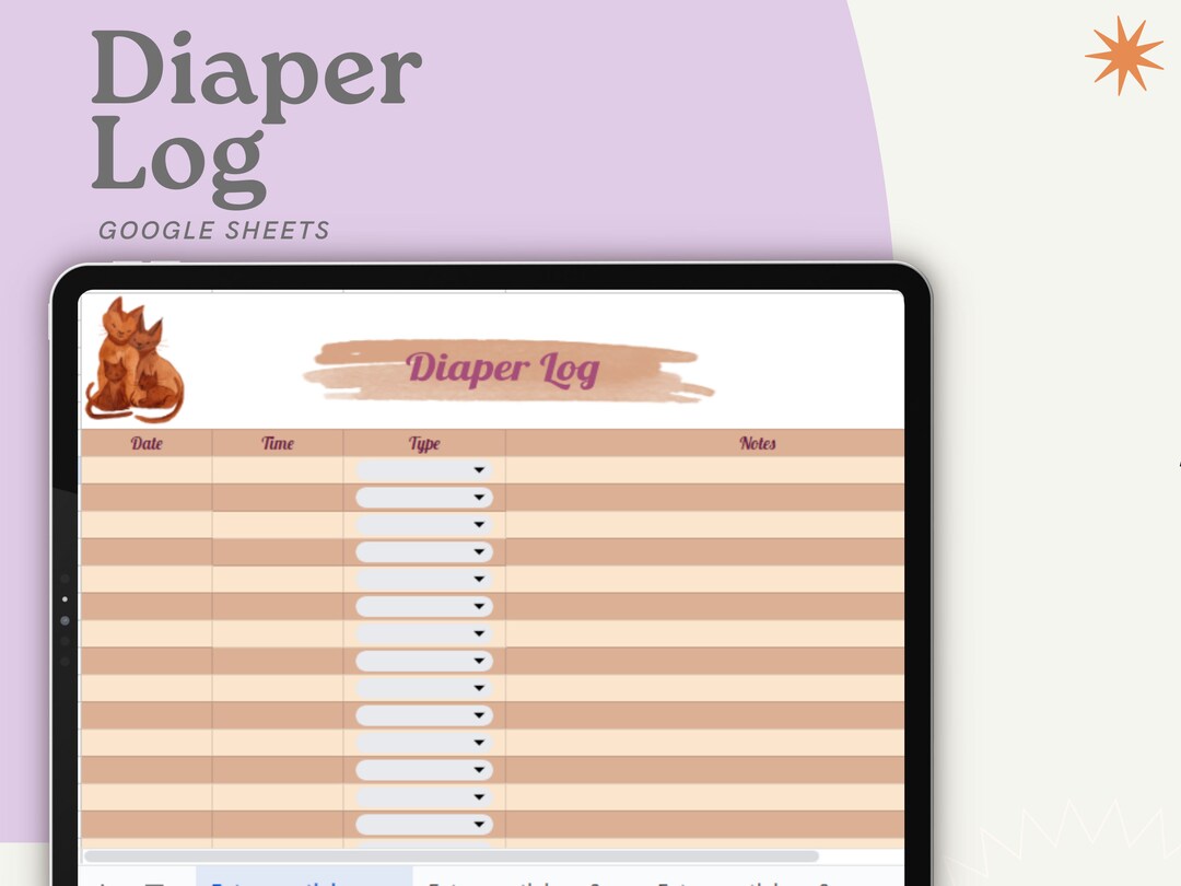 Diaper Log Google Sheets, Diaper Tracker, Baby - Etsy