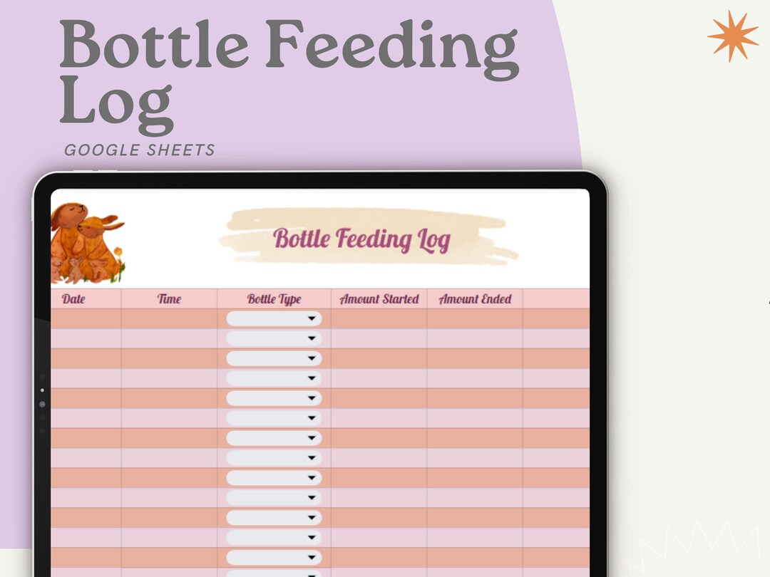 Bottle Feeding Log, Google Sheets, Baby Feeding Tracker - Etsy