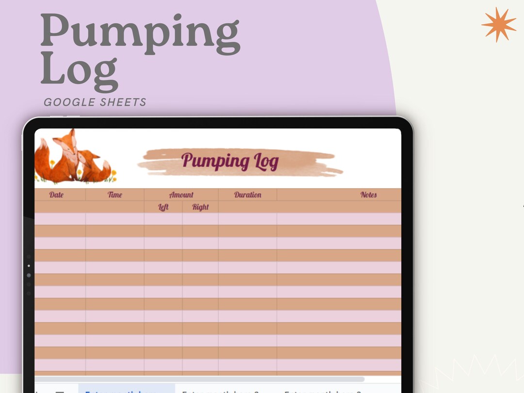 Pumping Log Google Sheets, Pumping Tracker, New Mom and Baby - Etsy