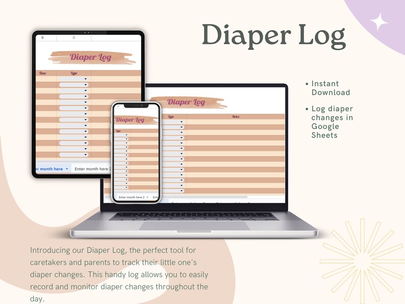 Diaper Log Google Sheets, Diaper Tracker, Baby - Etsy