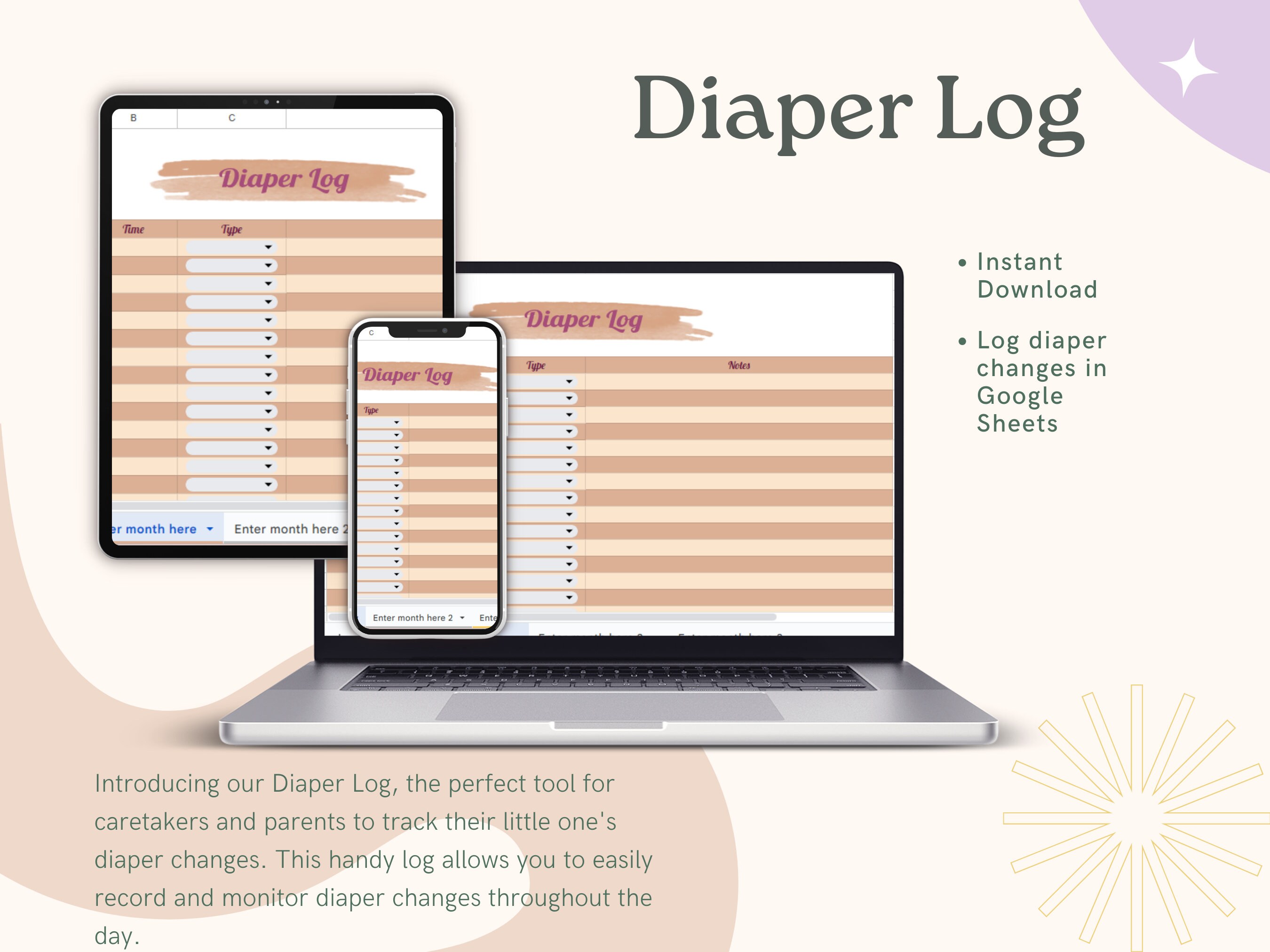 Diaper Log Google Sheets, Diaper Tracker, Baby - Etsy