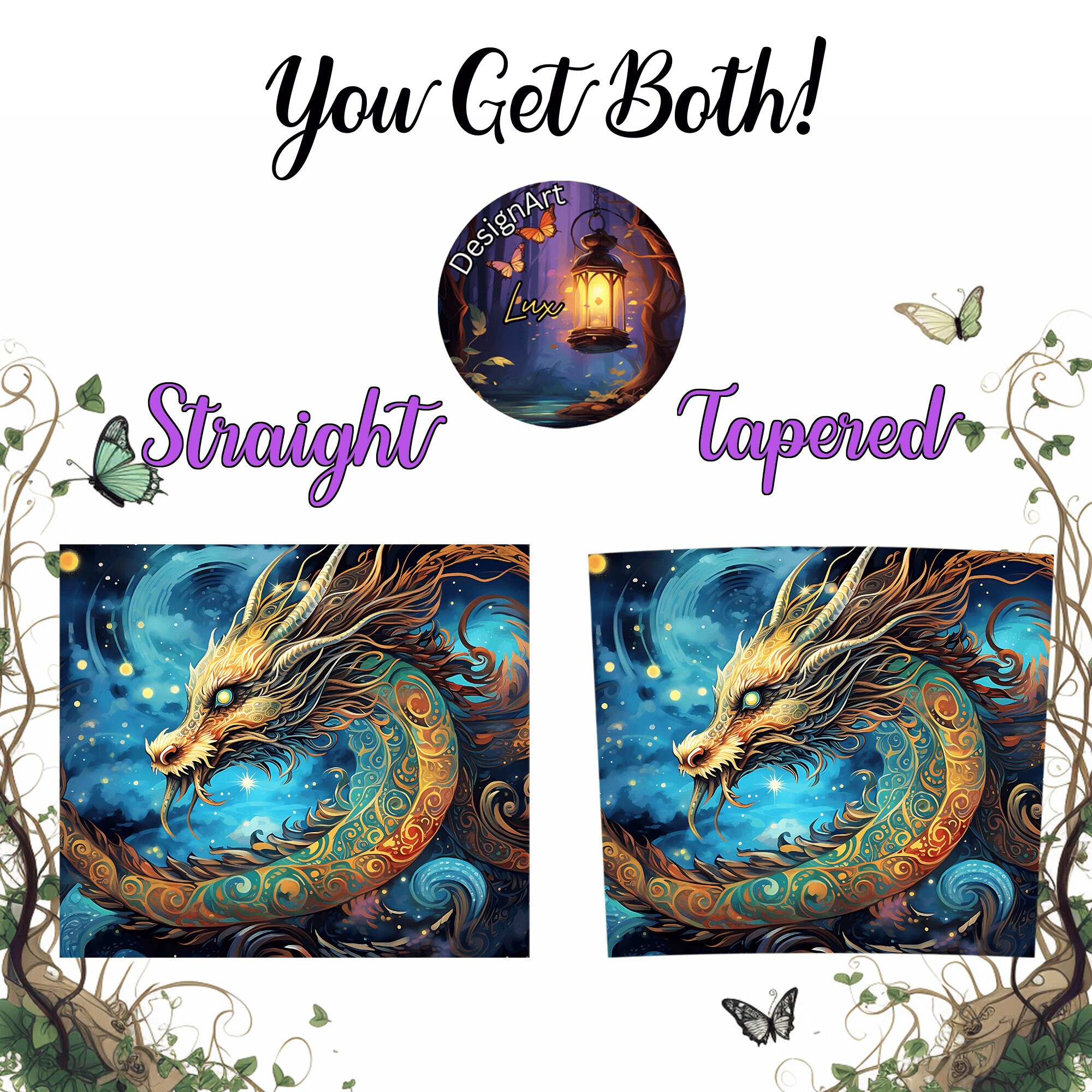 3D Celestial Dragon's Stellar Ballet Fantasy Tumbler Wrap, 3D Fairytale ...