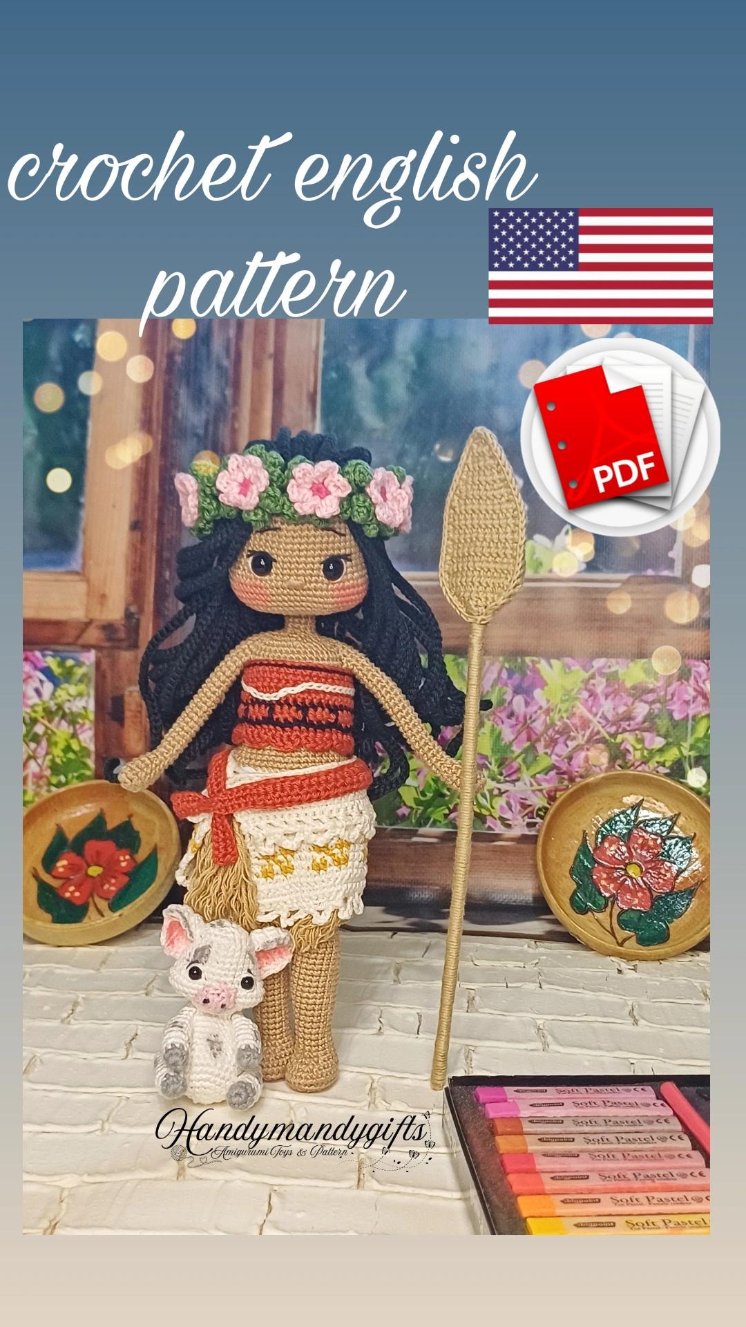 Moana Doll Crochet Pattern: Amigurumi Tutorial (PDF Download, 10.63 ...