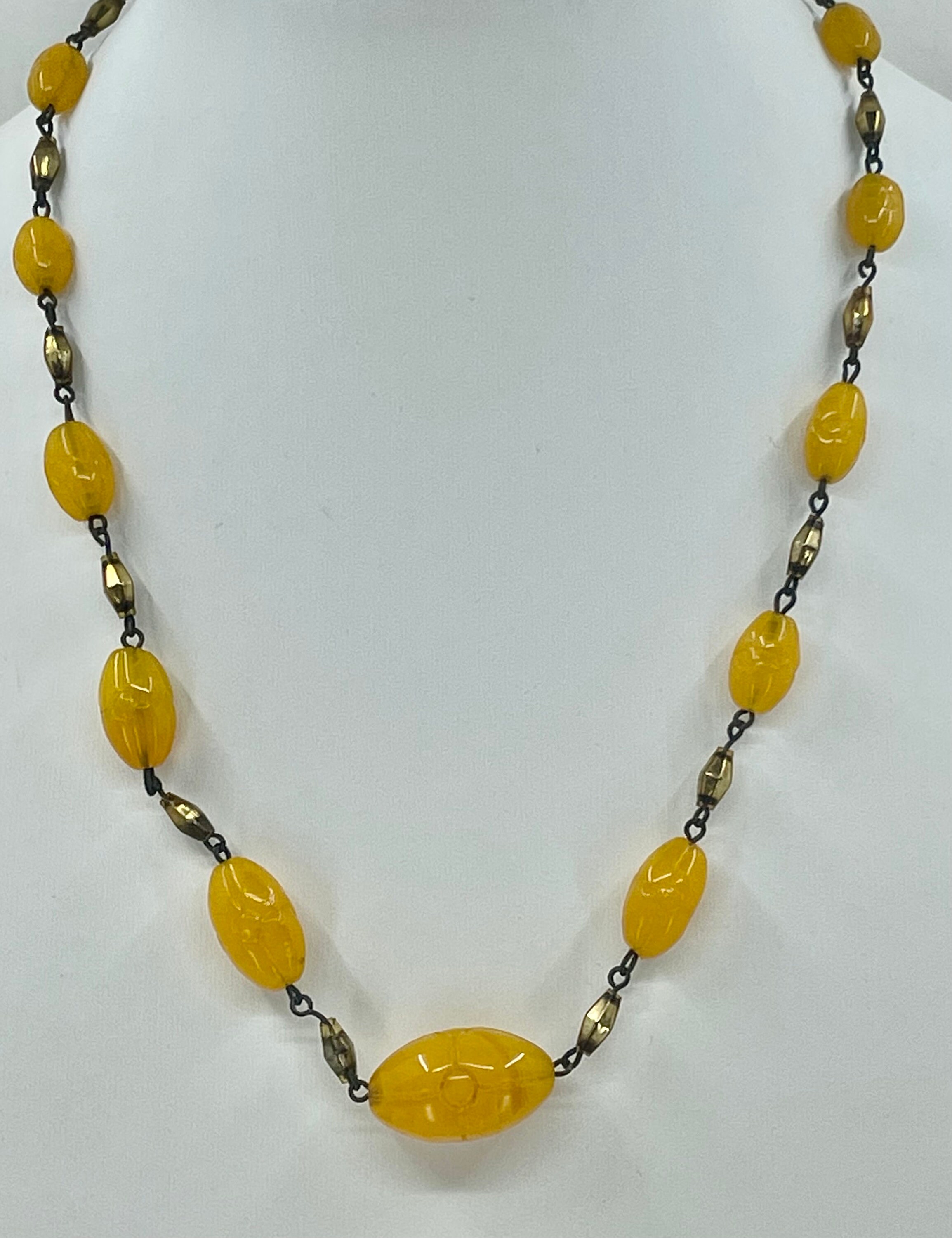 Antique Art Deco Max Neiger Style Czech Glass Necklace With Molded ...