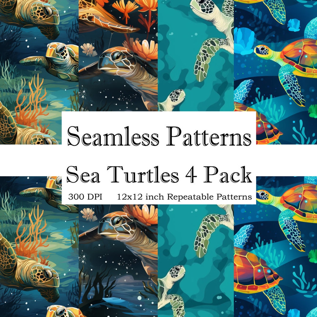 Seamless Patterns: Sea Turtles Designs 300 DPI 12inchx12inch Images - Etsy