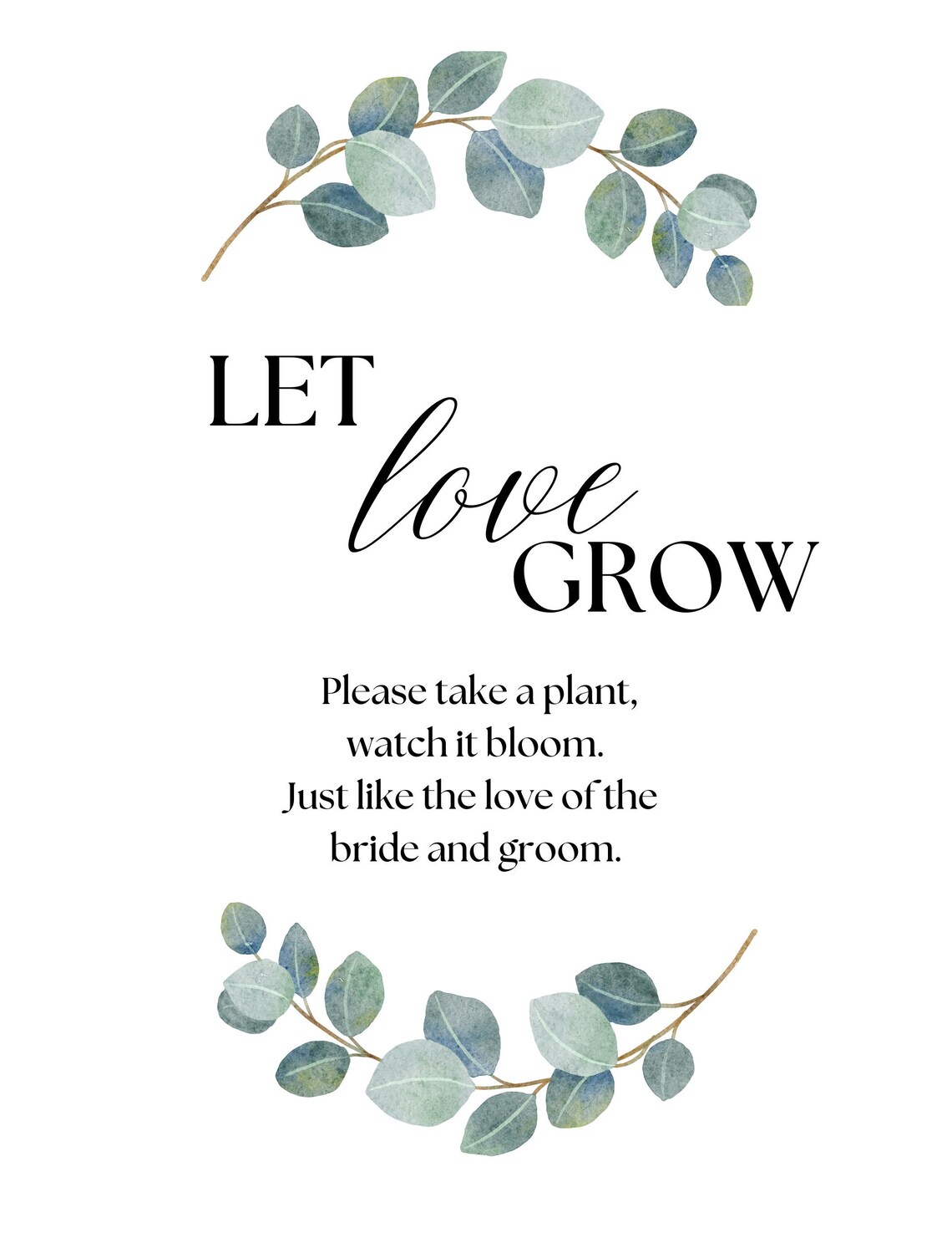 Let Love Grow Bridal Shower, Engagement Party, Wedding Favor Table Sign ...