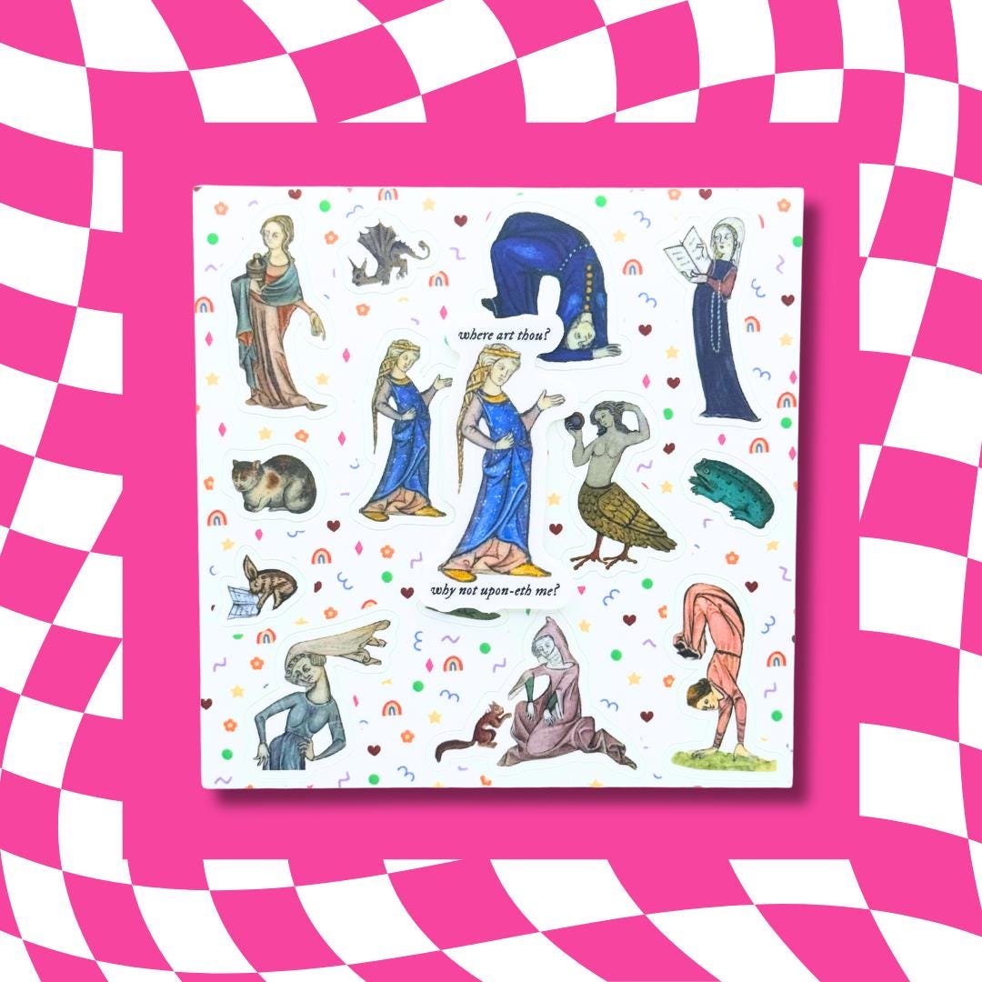 Medieval Baddies Sticker Sheet - Medieval Marginalia, Illuminated ...