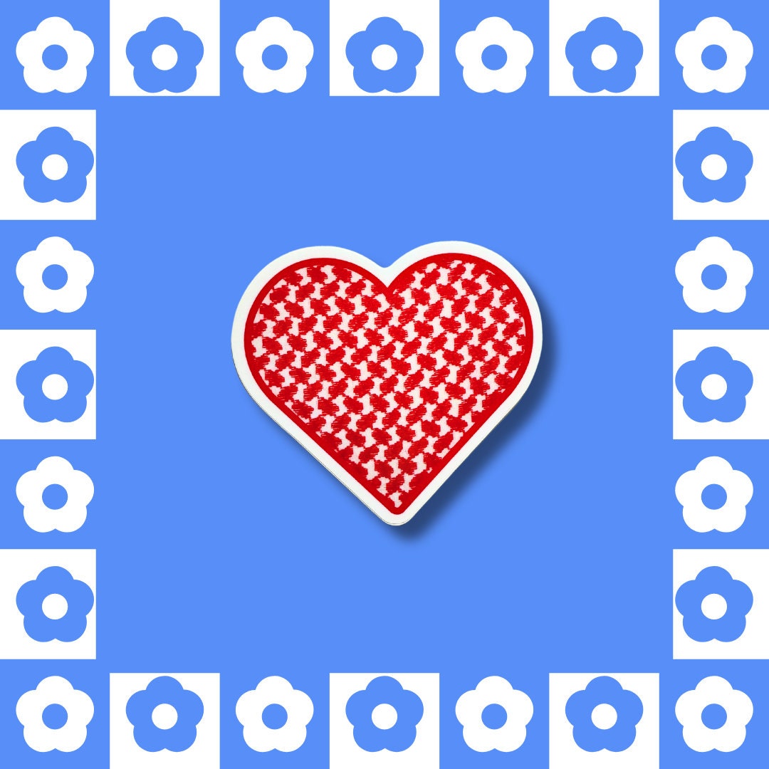 Red Heart Keffiyeh - Vinyl Sticker, Gaza, Free Palestine, Solidarity ...
