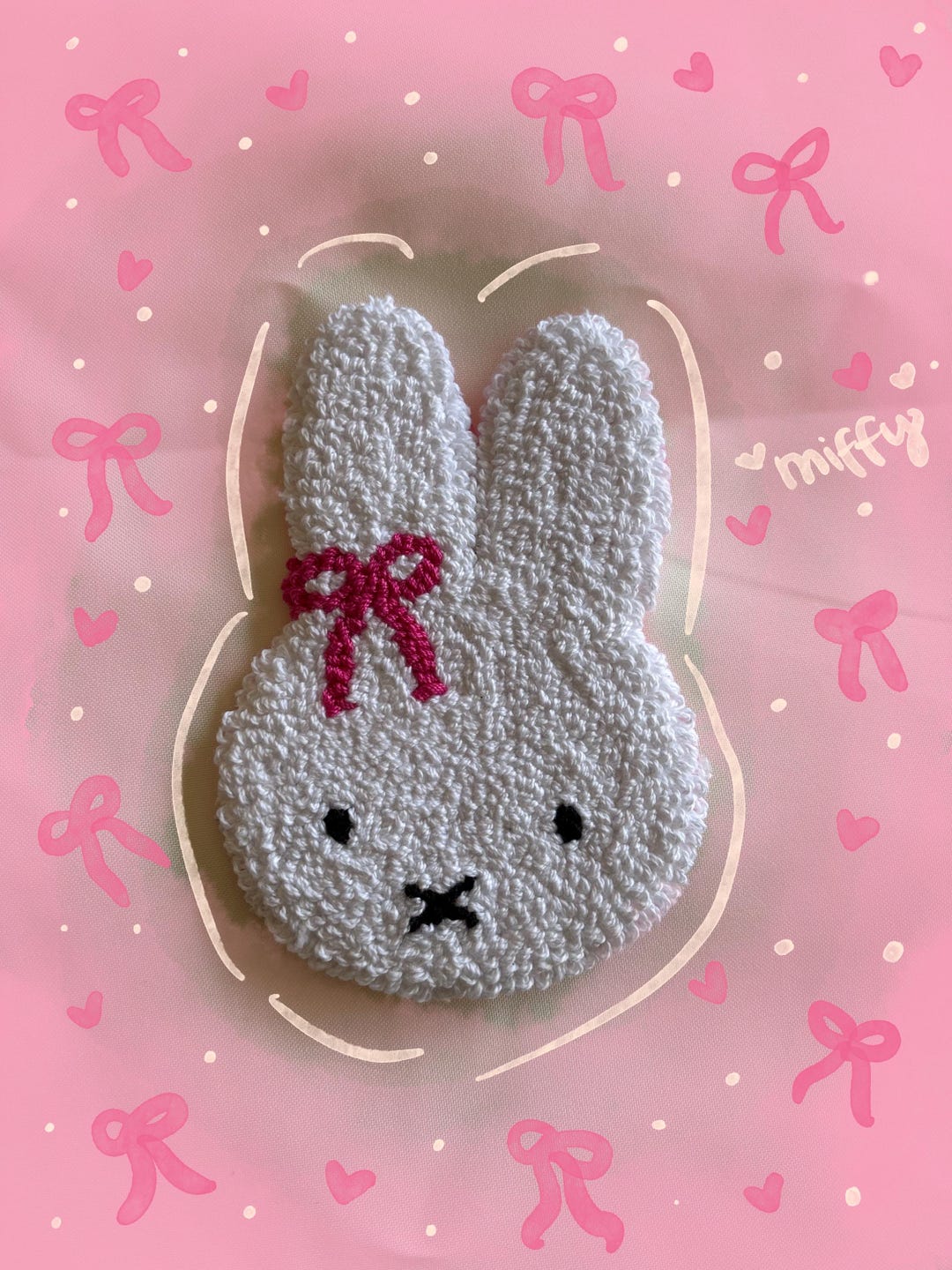 Miffy Bow Mug Rug Coaster Punch Needle Goodies Handmade Gifts for ...