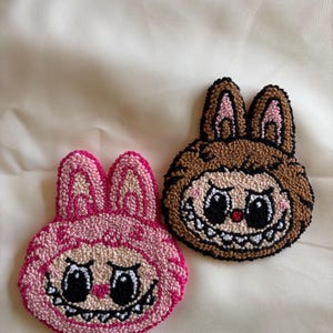 Pink Labubu Mug Rug Punch Needle Coaster | Handmade Gifts | Labubu ...