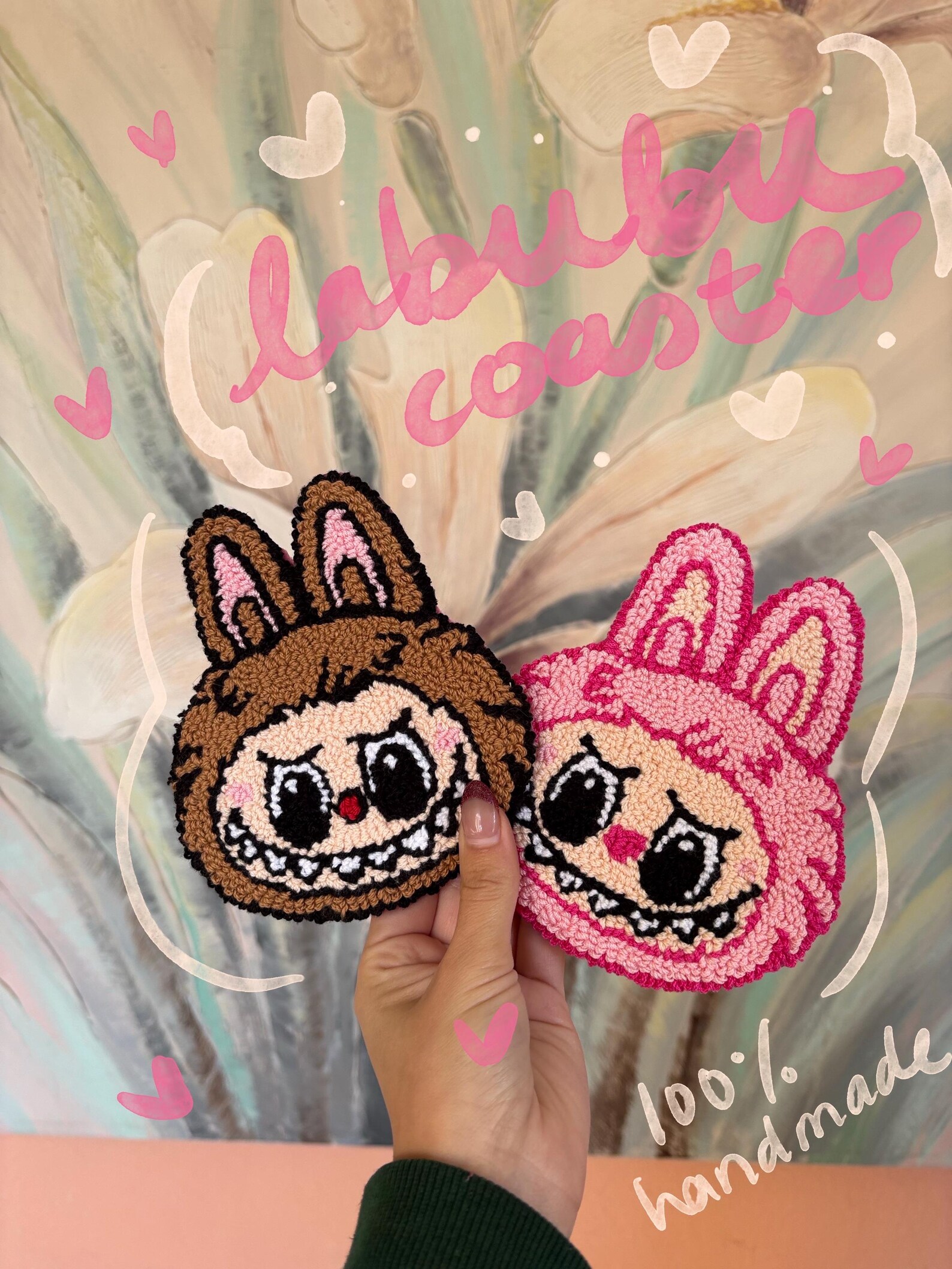 Labubu Mug Rug Punch Needle Coaster | Handmade Gifts | Labubu ...