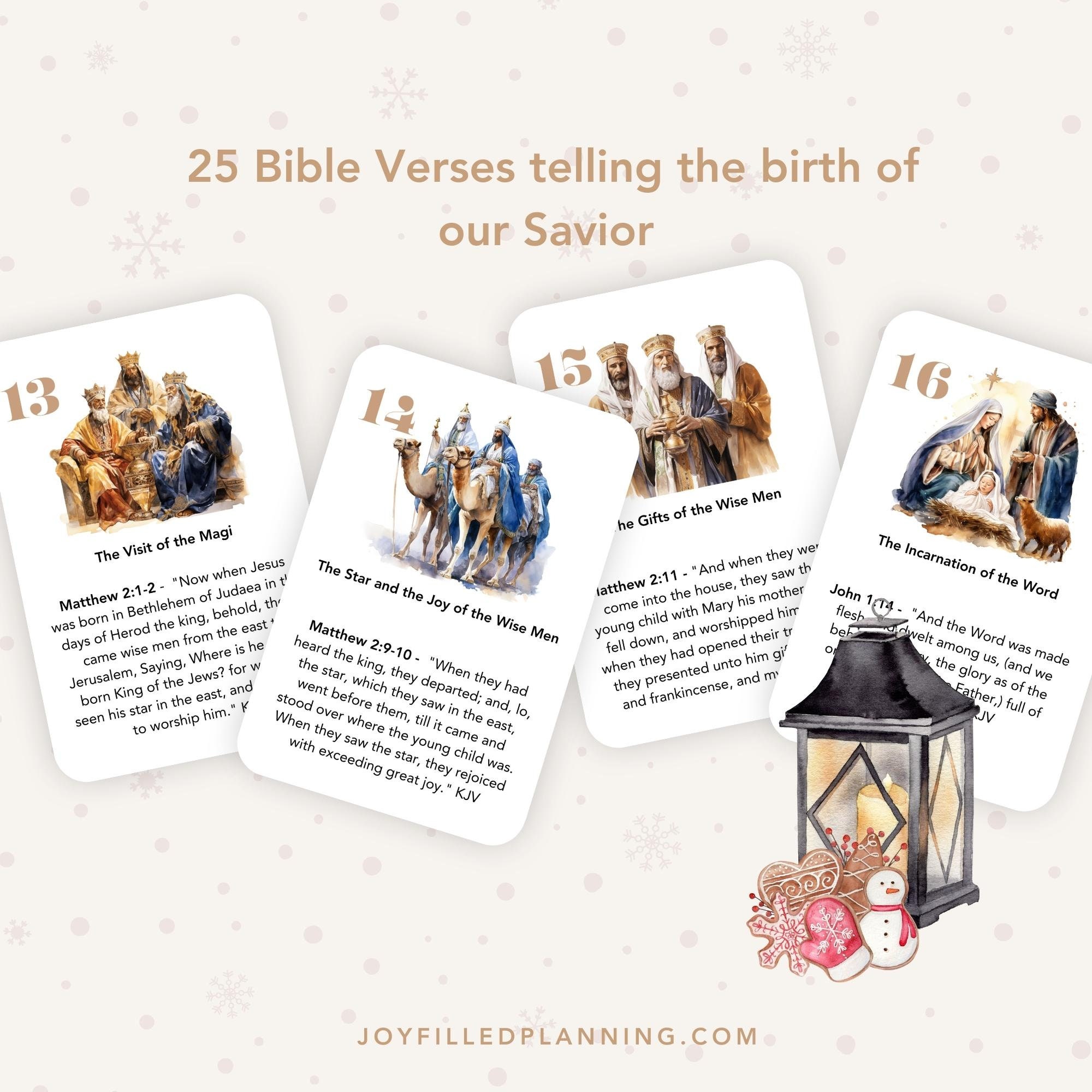 Advent Calendar Bible Verses for Christmas, Scripture Cards, Instant ...