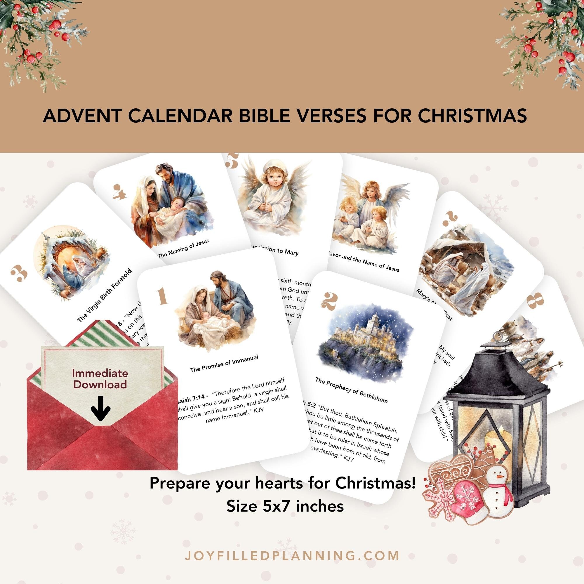 Advent Calendar Bible Verses For Christmas Scripture Cards Instant