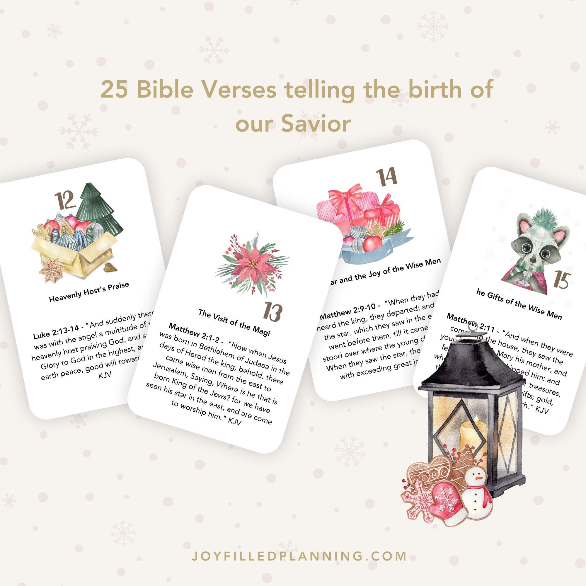 Advent Calendar Bible Verses for Christmas Scripture Cards - Etsy