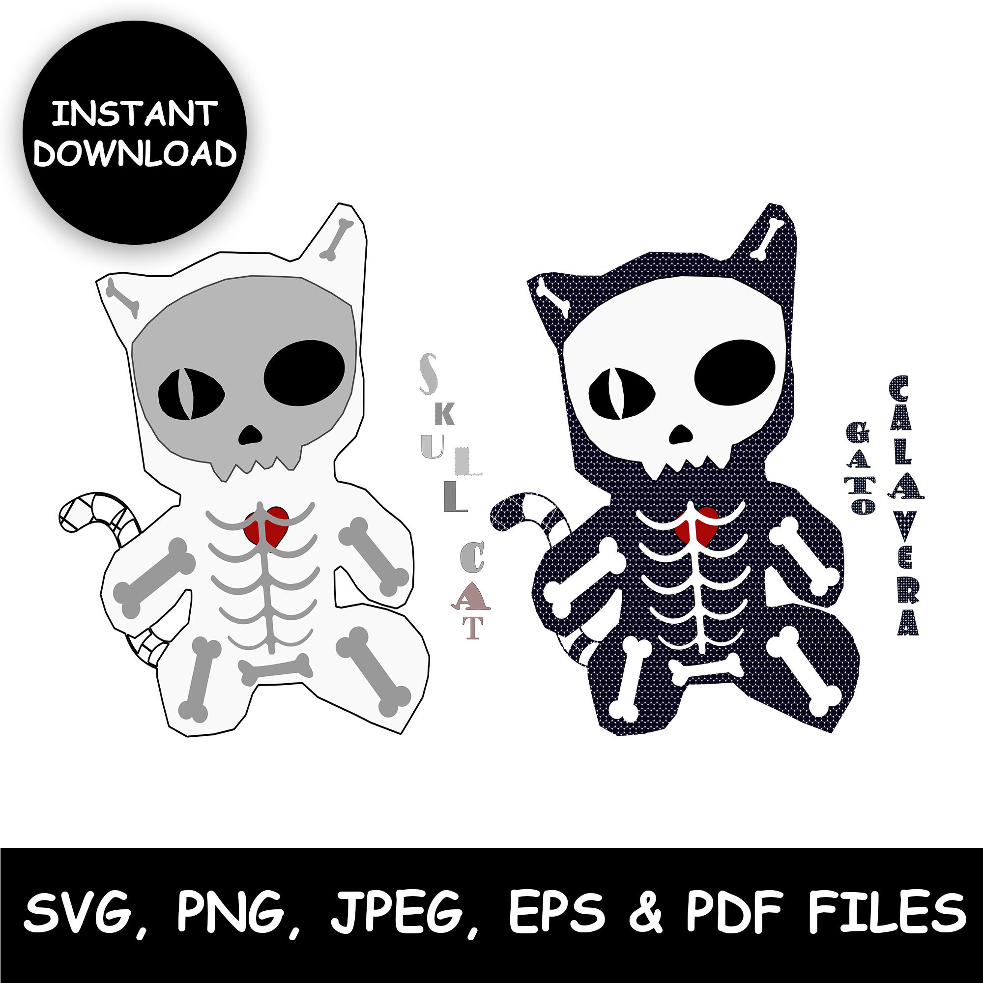 Skull Cat Svg Animal Skeleton Svg Funny Kitten Png Black - Etsy