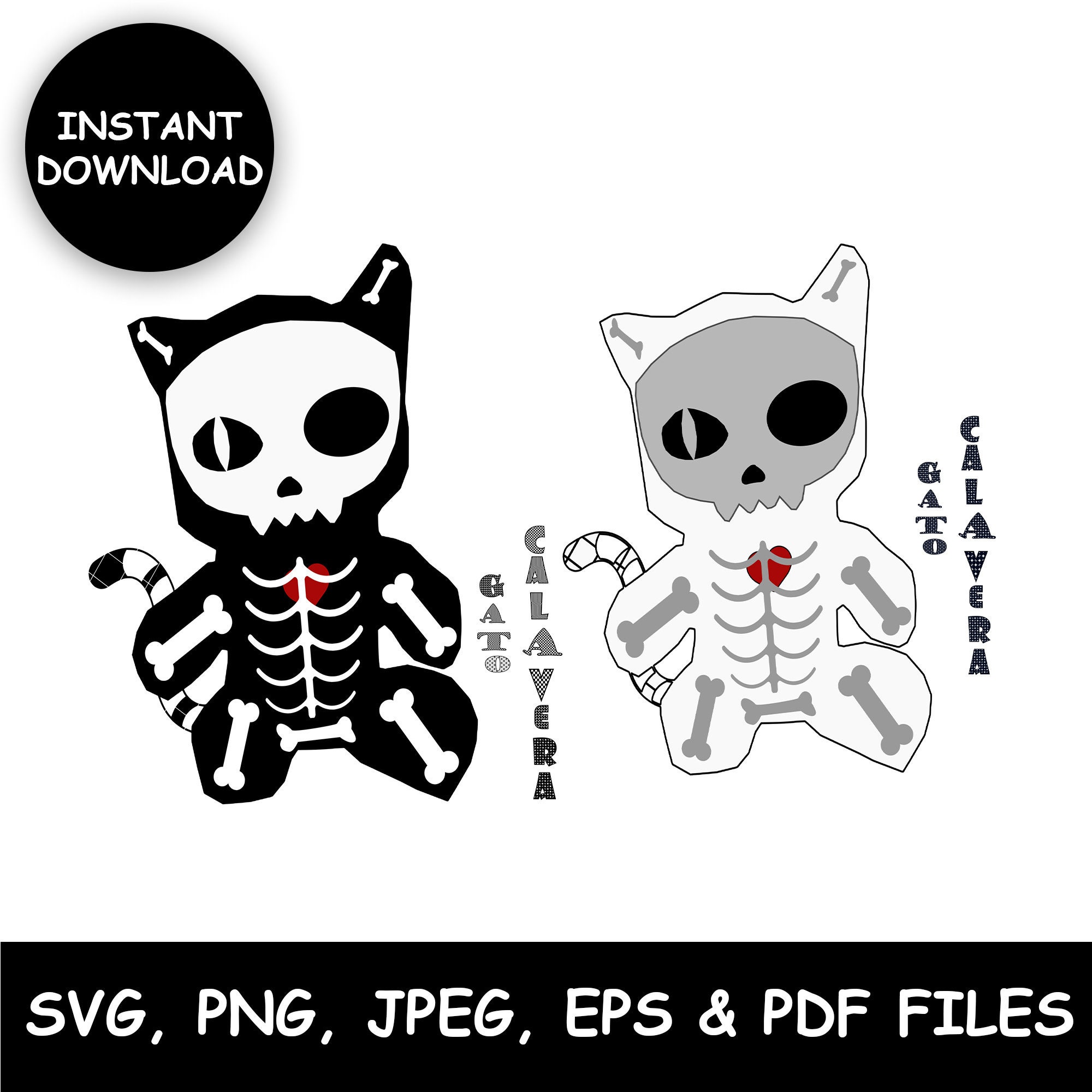 Skull Cat Svg Animal Skeleton Svg Funny Kitten Png Black - Etsy