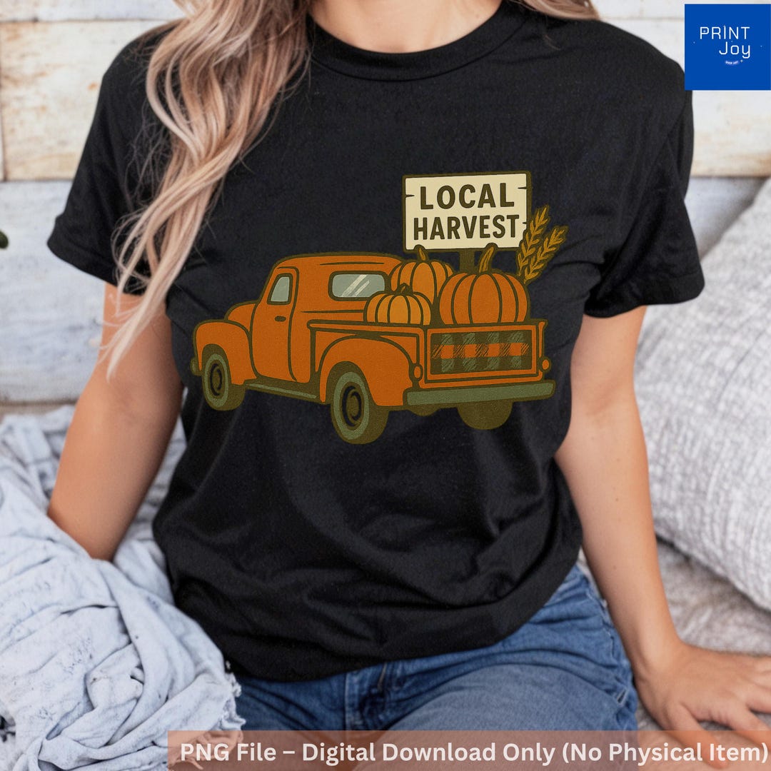 Vintage Pumpkin Truck PNG | Local Harvest Fall Clipart (digital ...