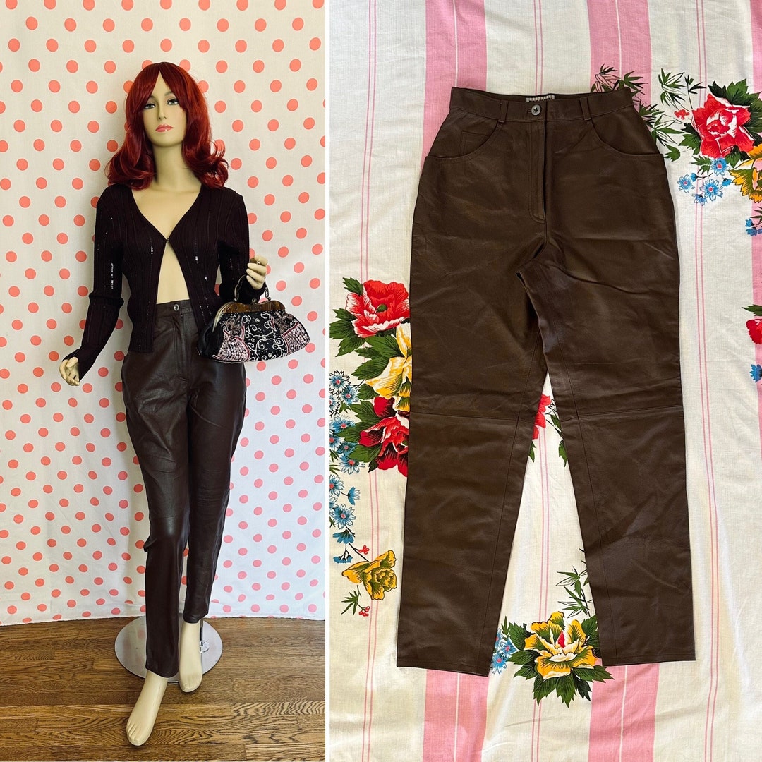 Leather Baby Deadstock 90s Forenza Chocolate Brown High Waist, Tapered ...