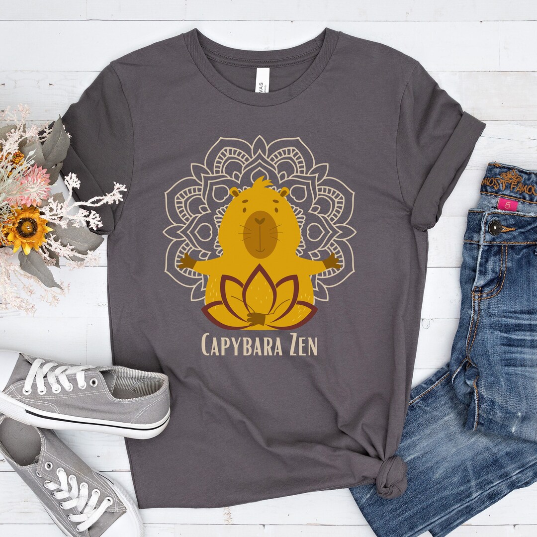 Capybara Zen Lotus Mandala Shirt, Cute Yoga Mudra Theme Tee, Animal ...
