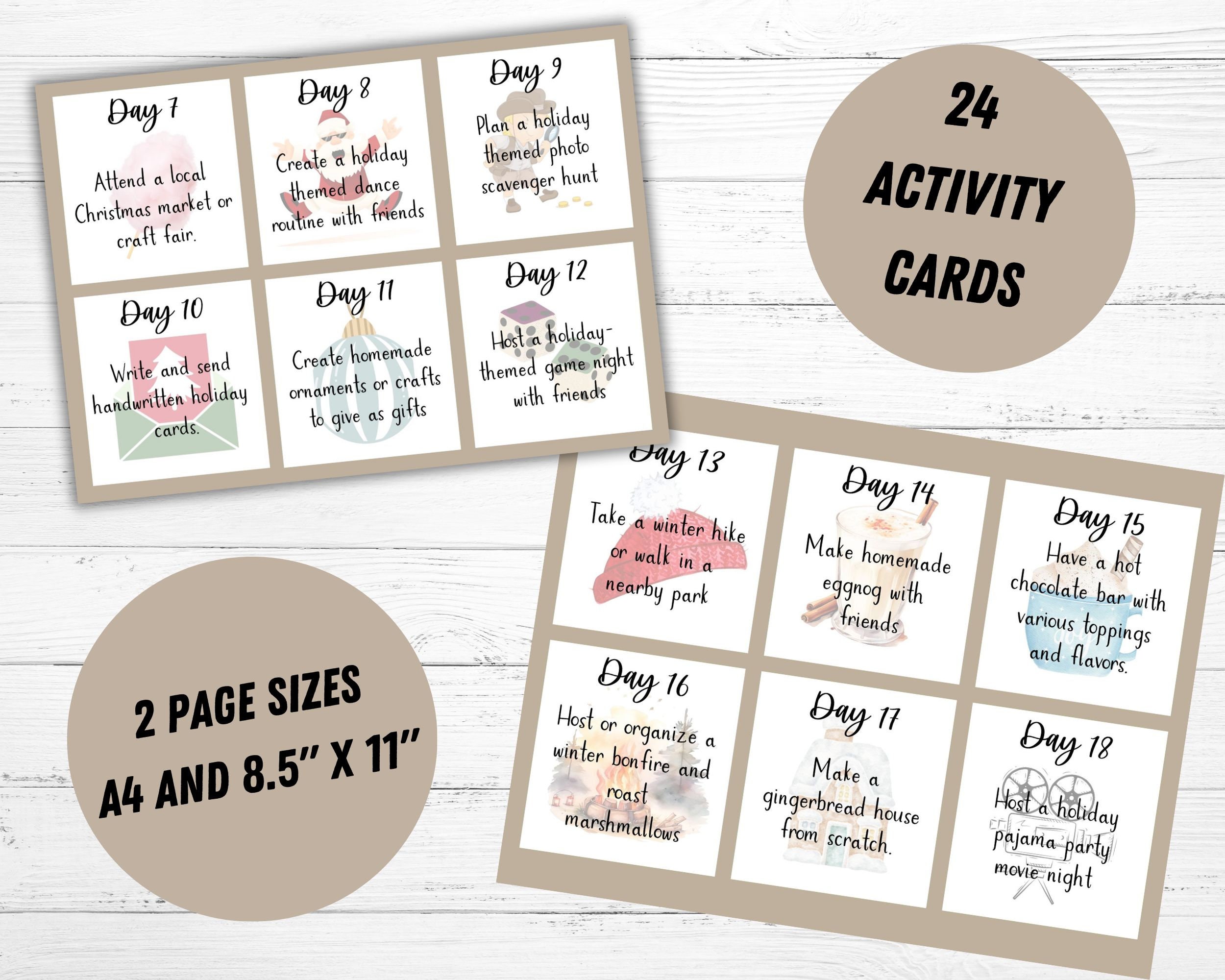 Advent Calendar for Teens, Adults, Kids - Printable Instant Download ...