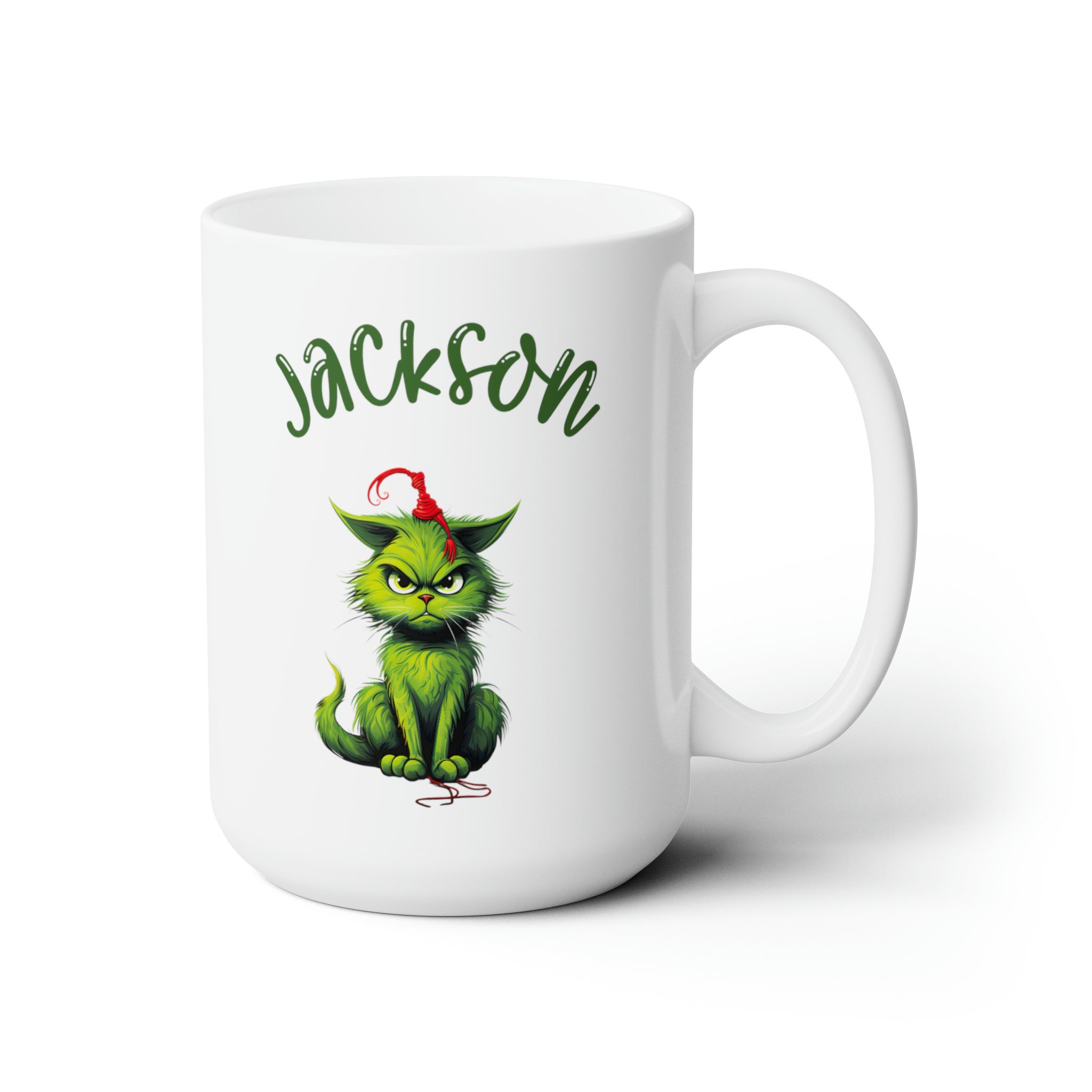 Personalized Green Angry Cat Mug-i Saw Mommy Hiss at Santa Claws-custom ...