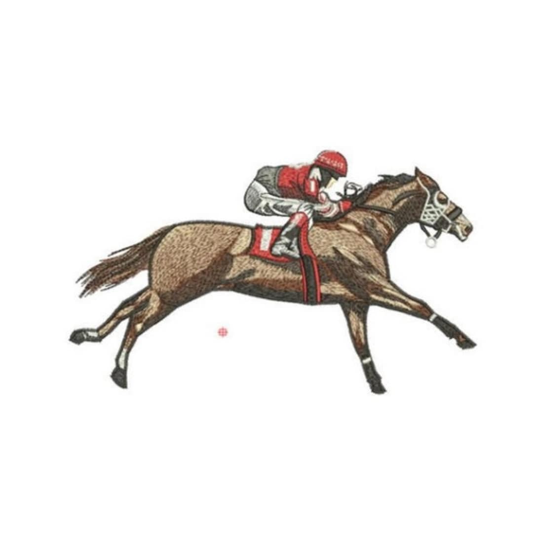 Dynamic Horse Racing Embroidery Pattern, Jockey on Horse in Motion ...