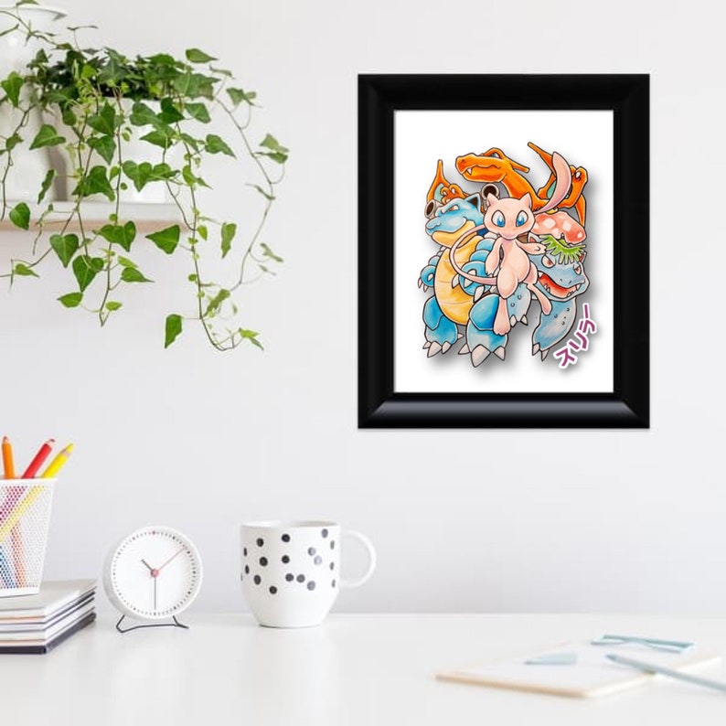 Mew & Big 3, Pokemon Prints, Pokemon Artwork, Pokemon Wall Art, Wall ...