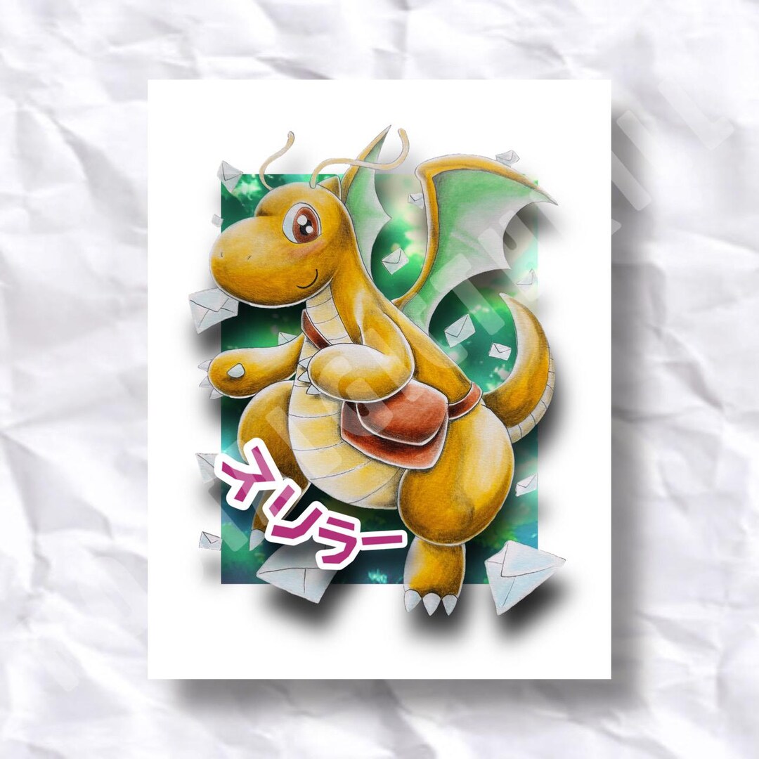 Dragonite, Pokemon Prints, Pokemon Artwork, Pokemon Wall Art, Pokemon ...
