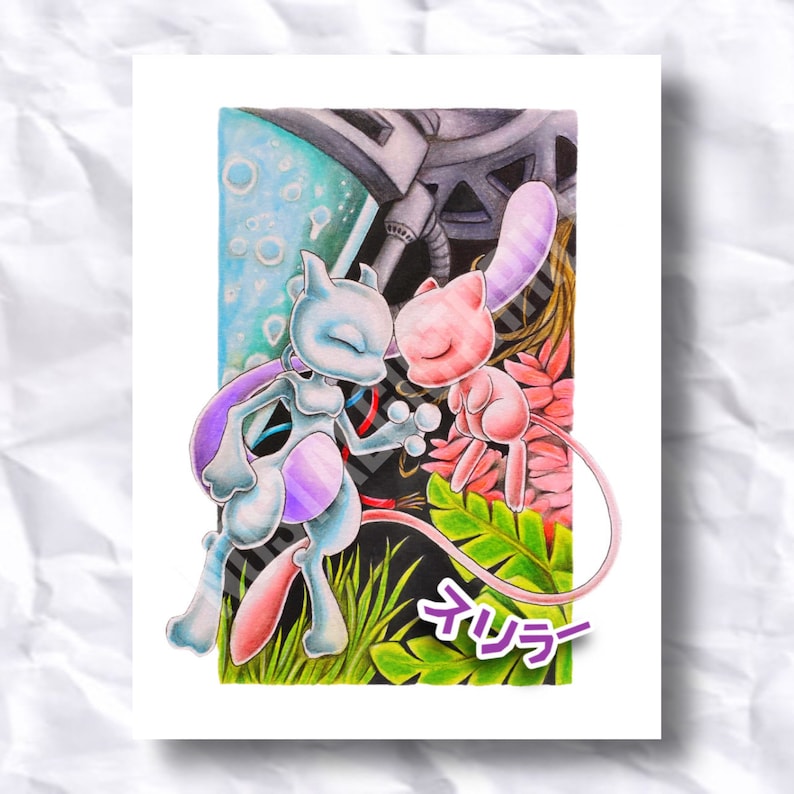 Mewtwo & Mew, Pokemon Prints, Pokemon Artwork, Pokemon Wall Art, Wall ...