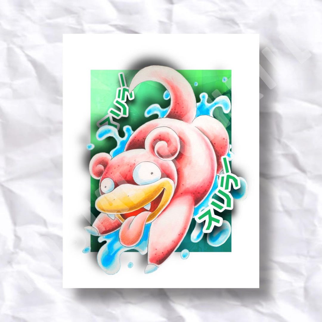 Slowpoke, Pokemon Prints, Pokemon Artwork, Pokemon Wall Art, Pokemon ...