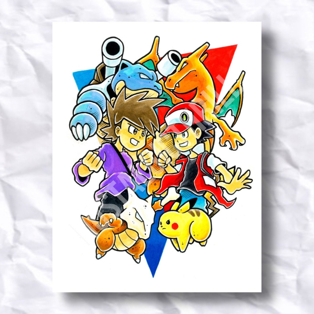 Red Vs. Blue, Pokemon Prints, Pokemon Artwork, Pokemon Wall Art, Wall ...