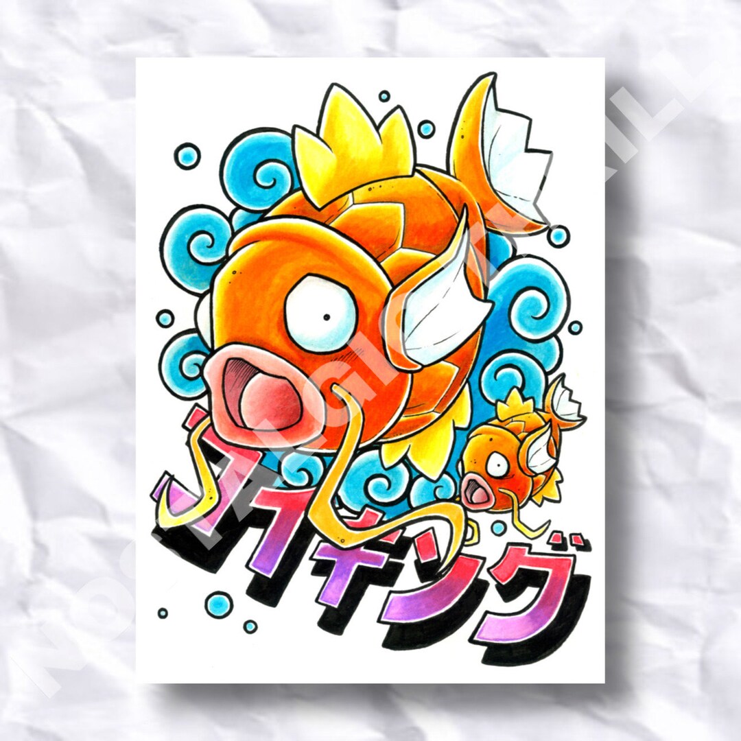Magikarp, Pokemon Prints, Pokemon Artwork, Pokemon Wall Art, Pokemon ...