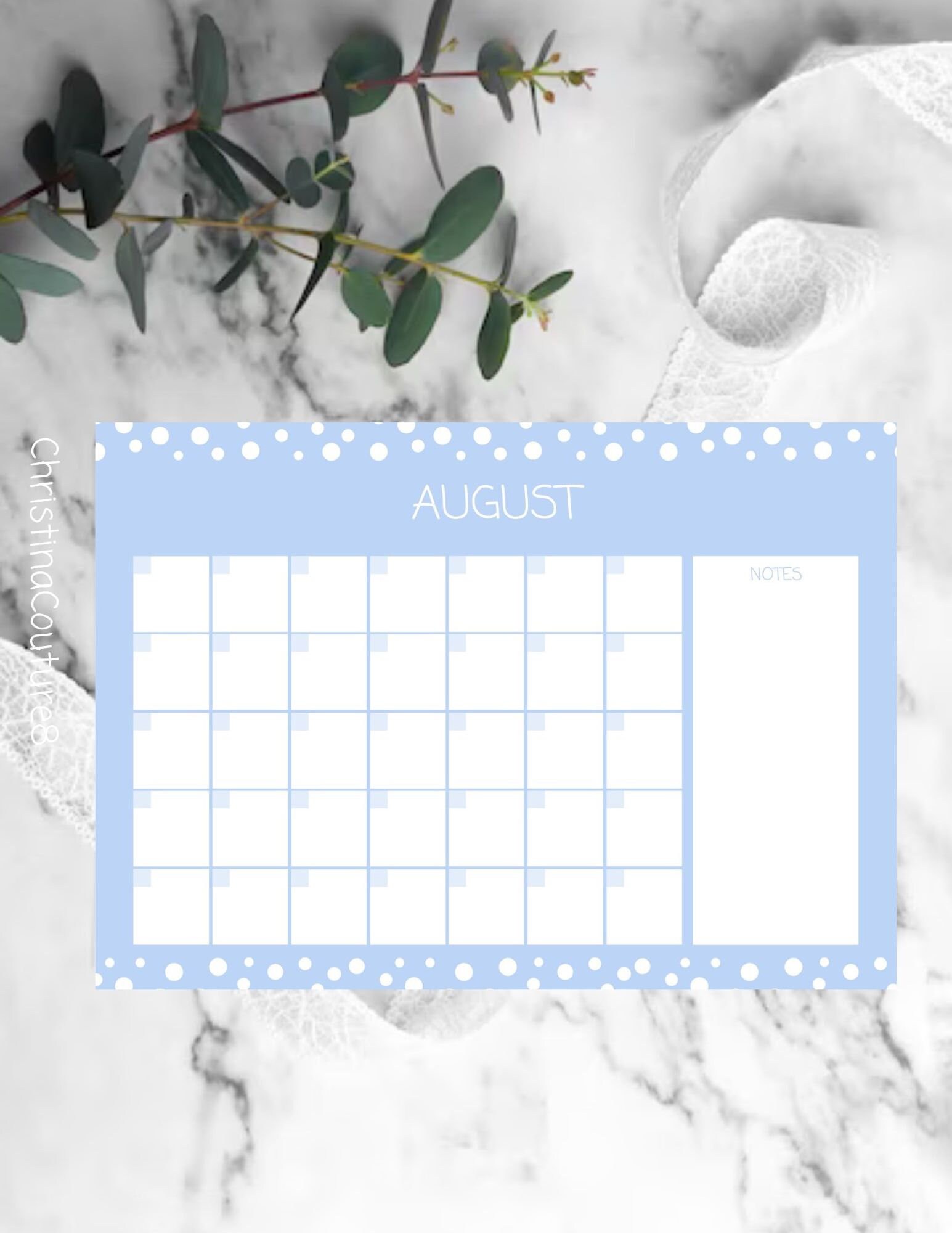 Monthly Calendar Template, Digital Calendar, Editable Monthly Calendar ...